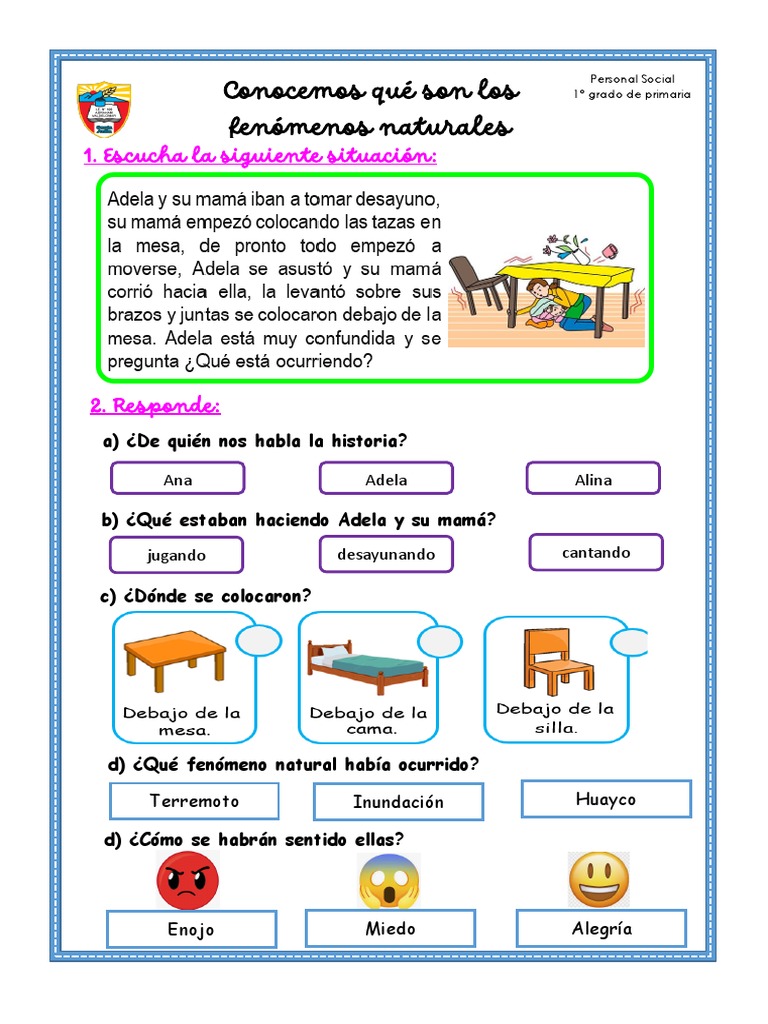 Ficha Conocemos Que Son Los Fenomenos Naturales | PDF
