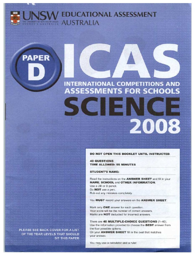 2008 Icas Science Paper D Compress | PDF
