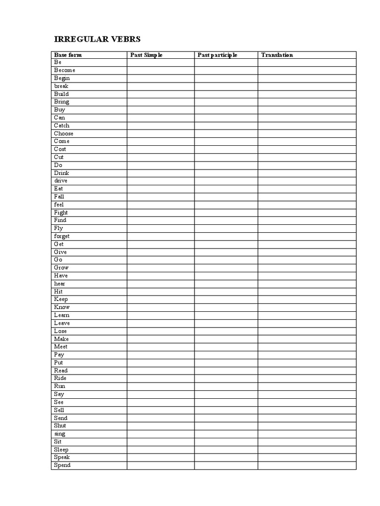 Irregular Vebrs and Verb Patterns | PDF