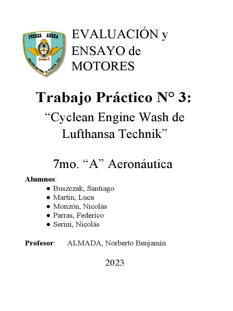 Lavado de Compresores: Cyclean Engine Wash | PDF | Motores | Temperatura