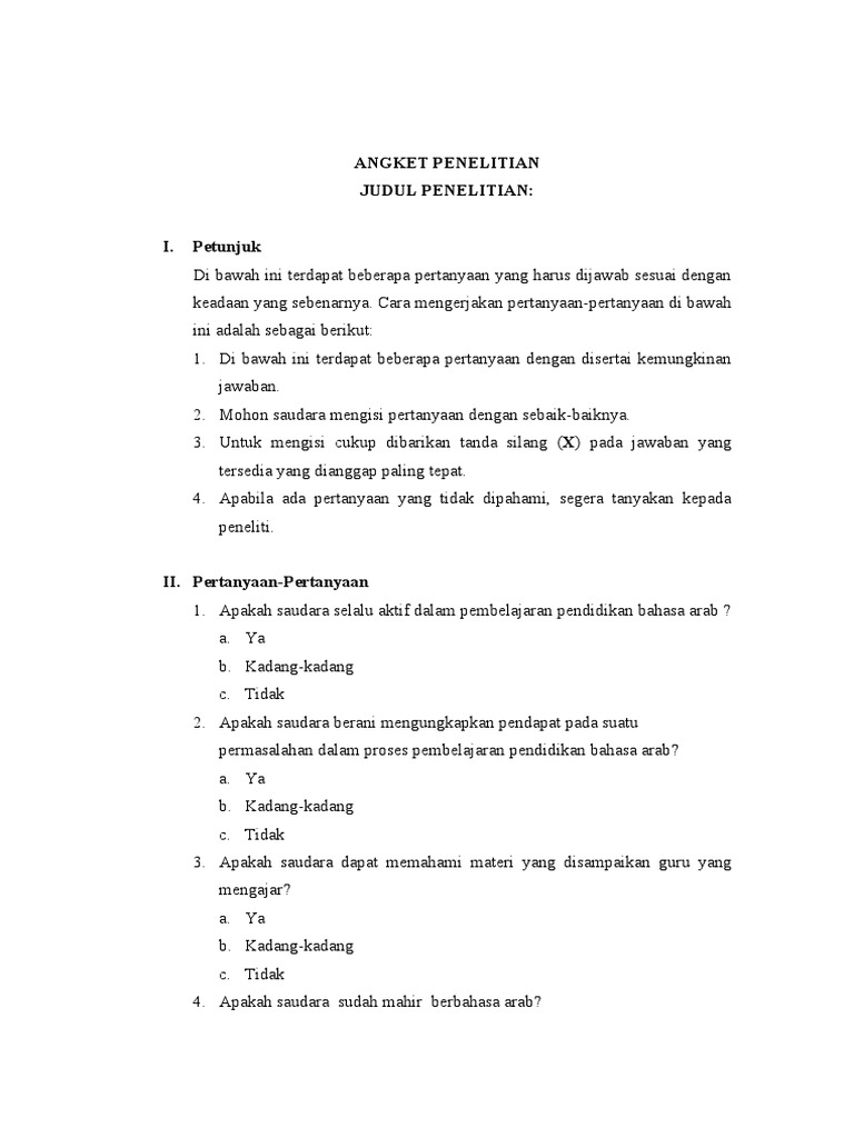 Angket Penelitian | PDF