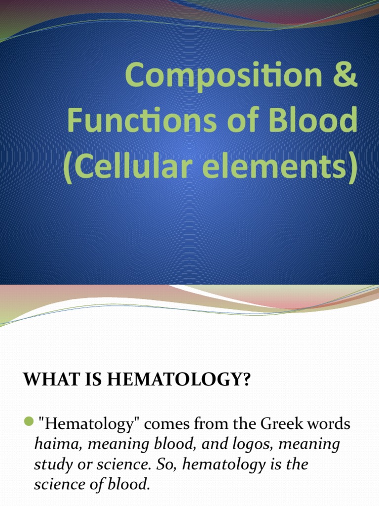 Composition Functions Of Blood Pdf Blood Blood Cell