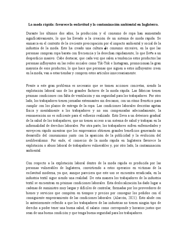 Ensayo: La Moda Rápida | PDF