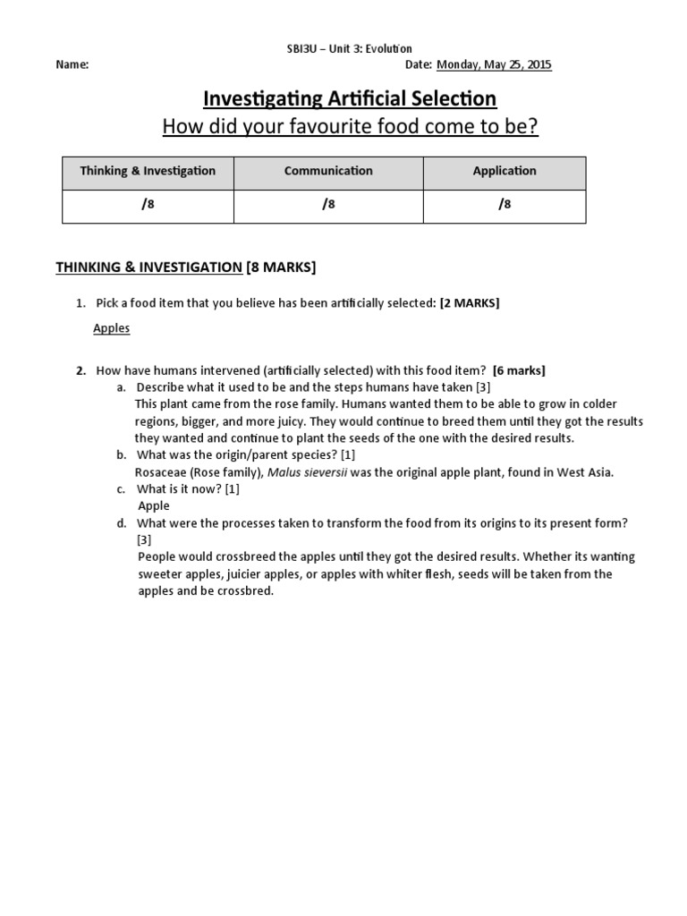 Biology Assignment | PDF | Natural Selection | Apple Biology Assignment | PDF | Natural Selection | Apple