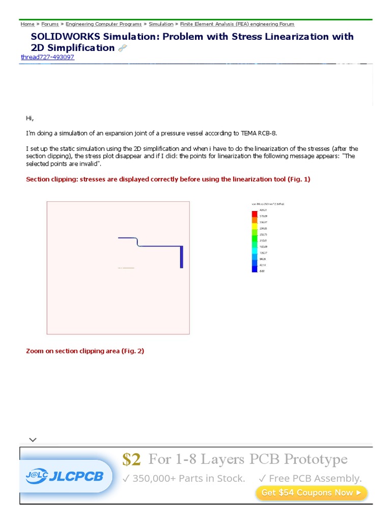 Solidworks Simulation Problem With Stress Linearization With 2d Simplification Finite