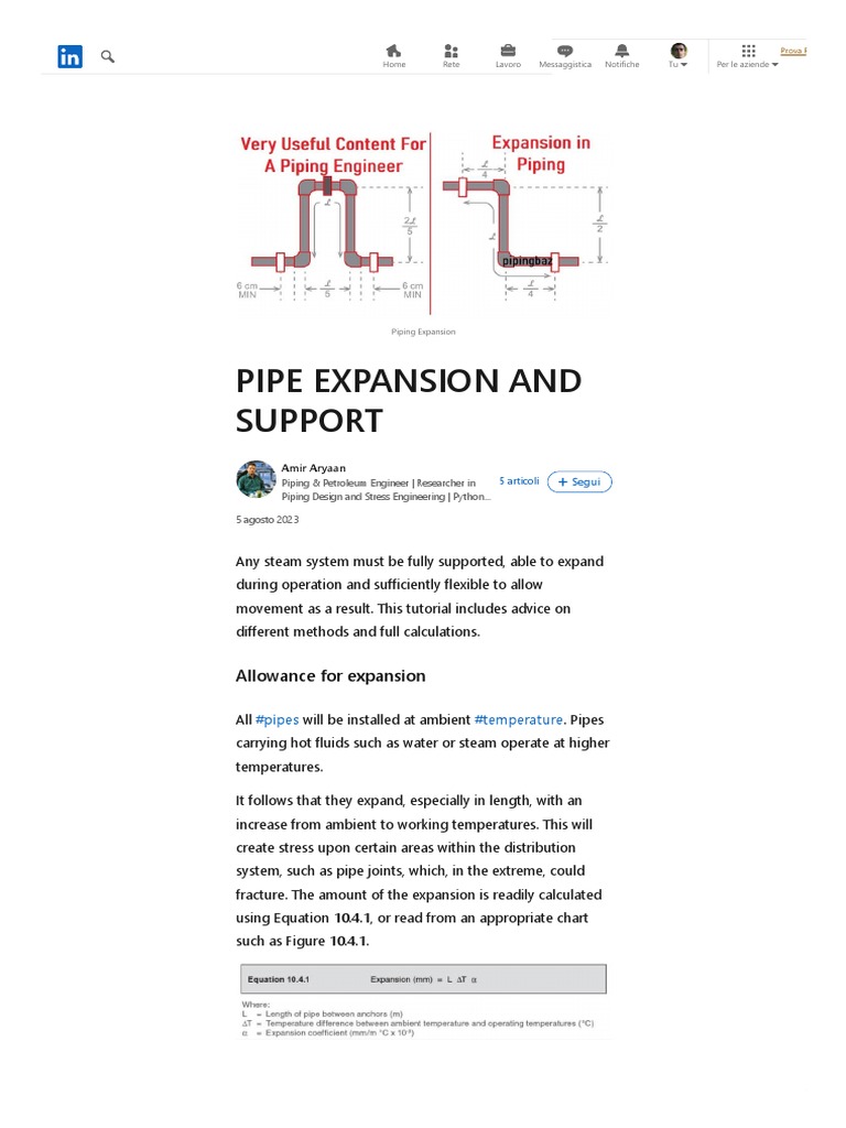 Pipe Expansion and Support | PDF | Pipe (Fluid Conveyance) | Applied ...