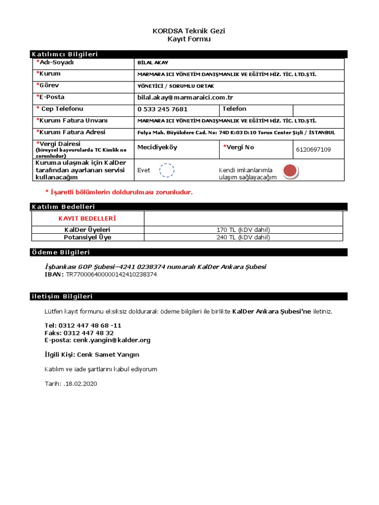 Kordsa Kayit Formu | PDF