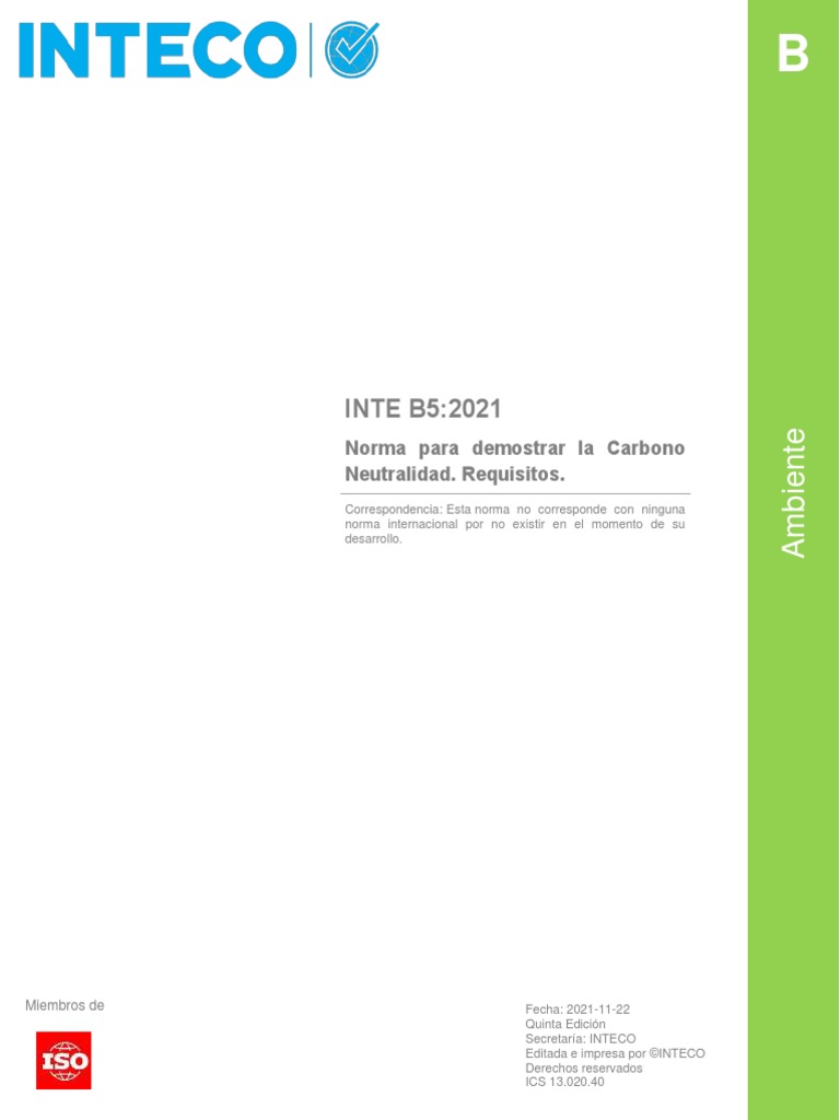INTE B5 2021 Carbono Neutralidad | PDF