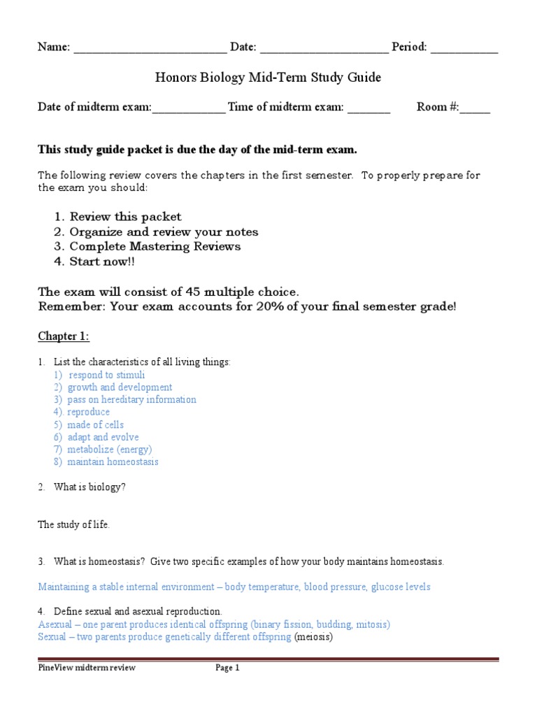 Midterm Review Packet Answers | PDF