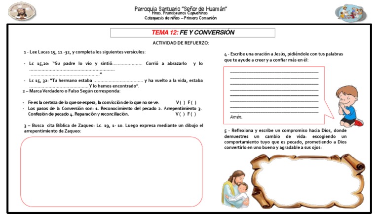 Tema 12 - El Kerigma. Fe y conversión. - Actividad para casa | PDF