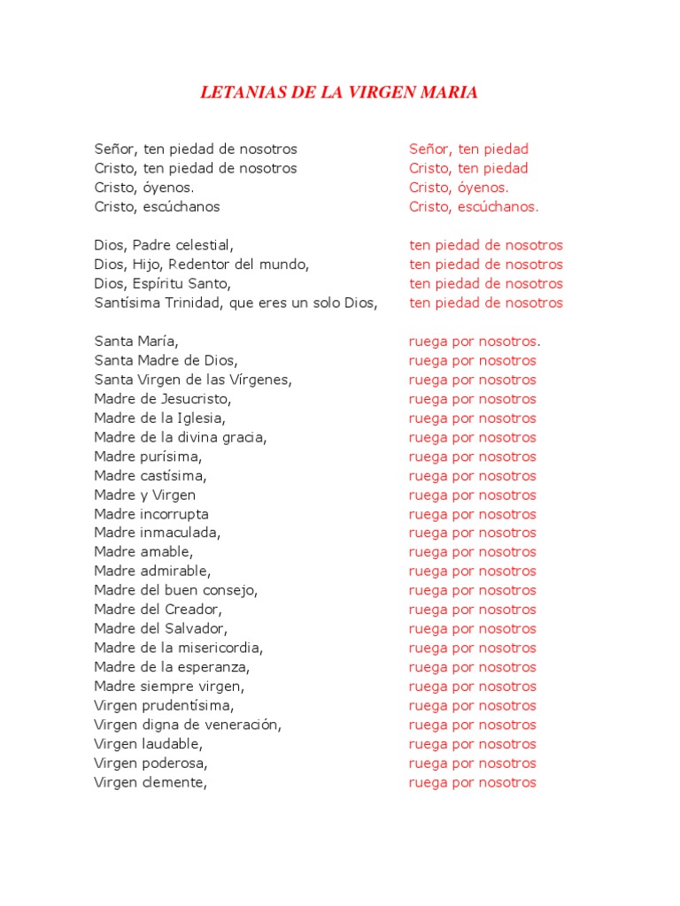 Letanias de La Virgen Maria - 2022 | PDF