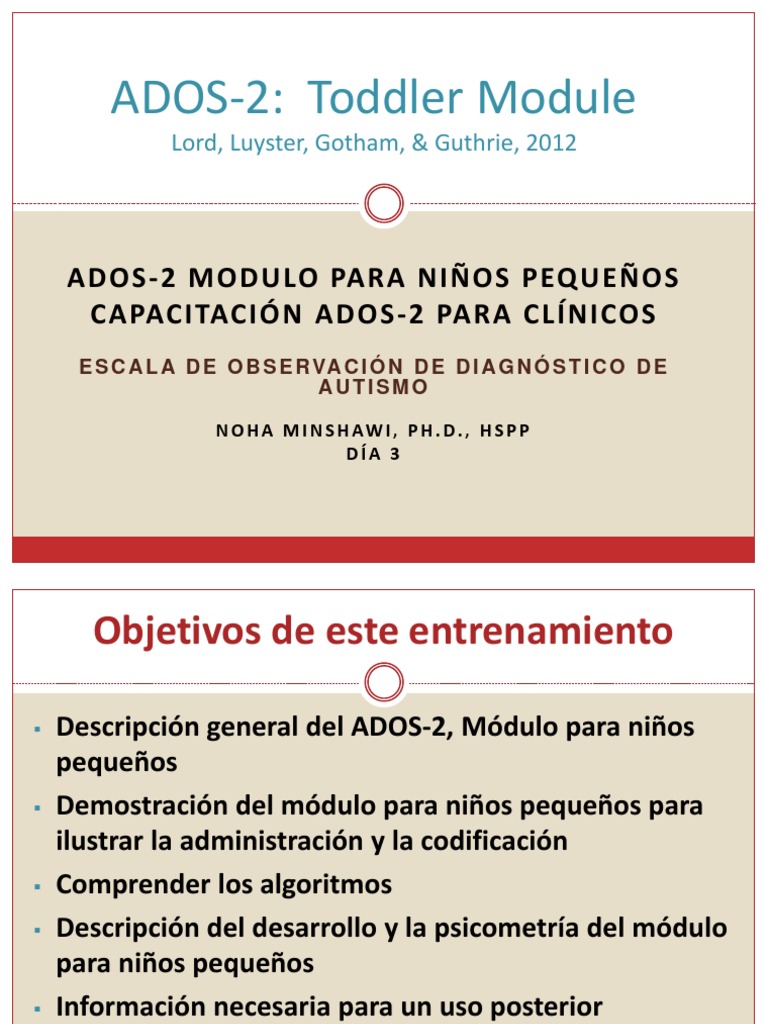 ADOS-2 Workshop Clinical Training Day 3 12-2022-Traducción en Español | PDF