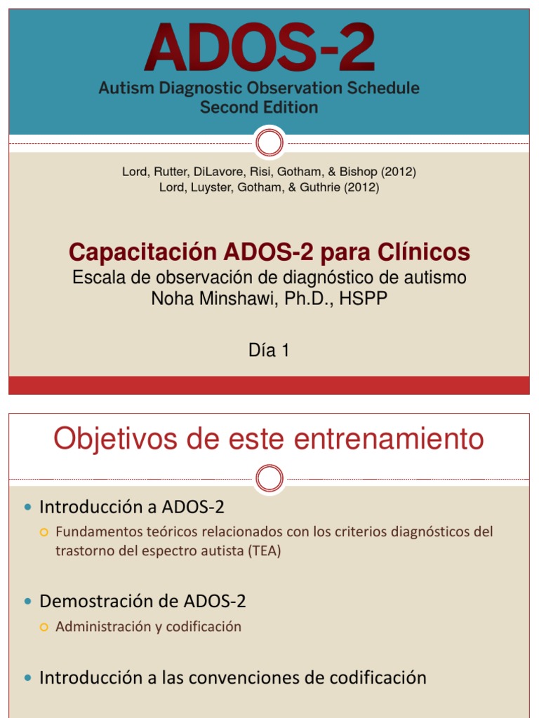 ADOS-2 Workshop Clinical Training Day 1 12-2022-Traducción en Español | PDF