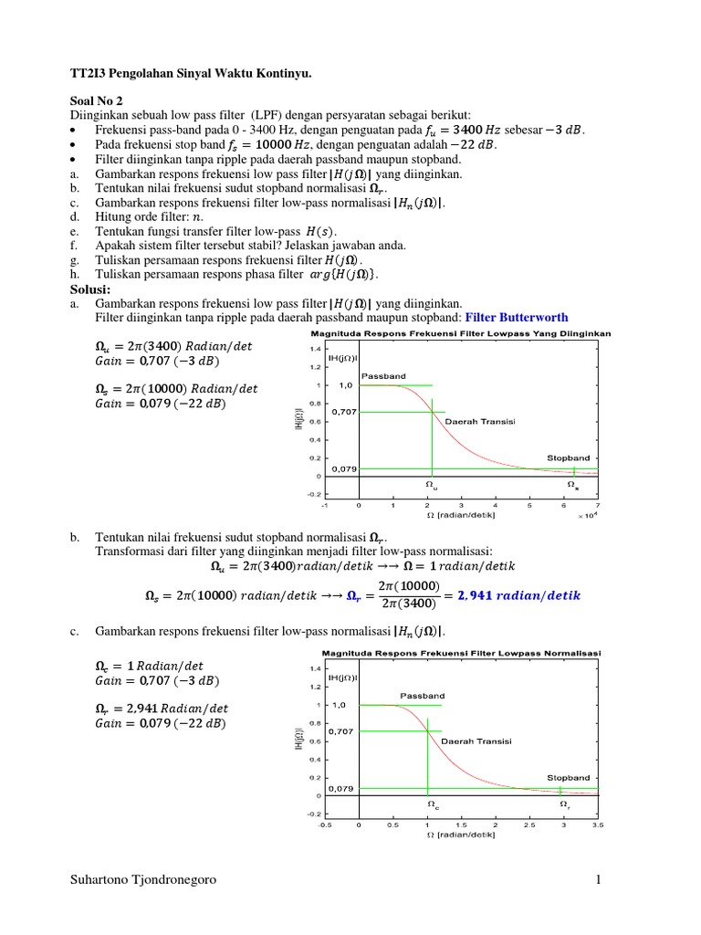 Desain Low Pass Filter Butterworth | PDF | Metode & Bahan Ajar