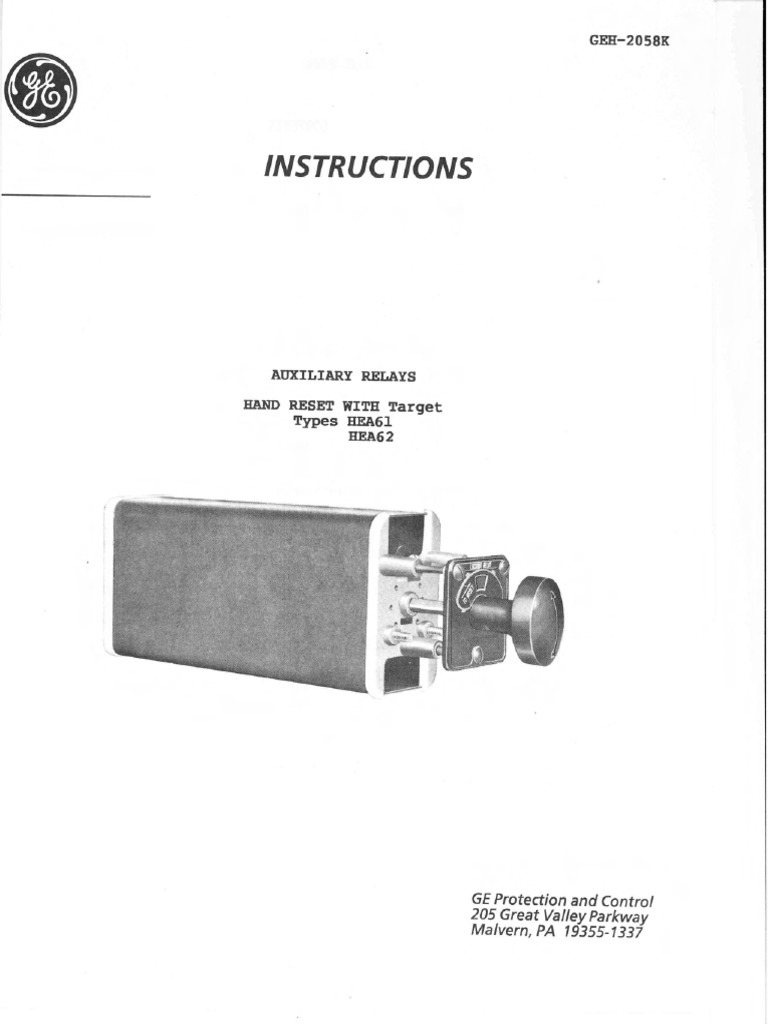 GEH-2058K Auxiliary Relays HEA61,62 | PDF