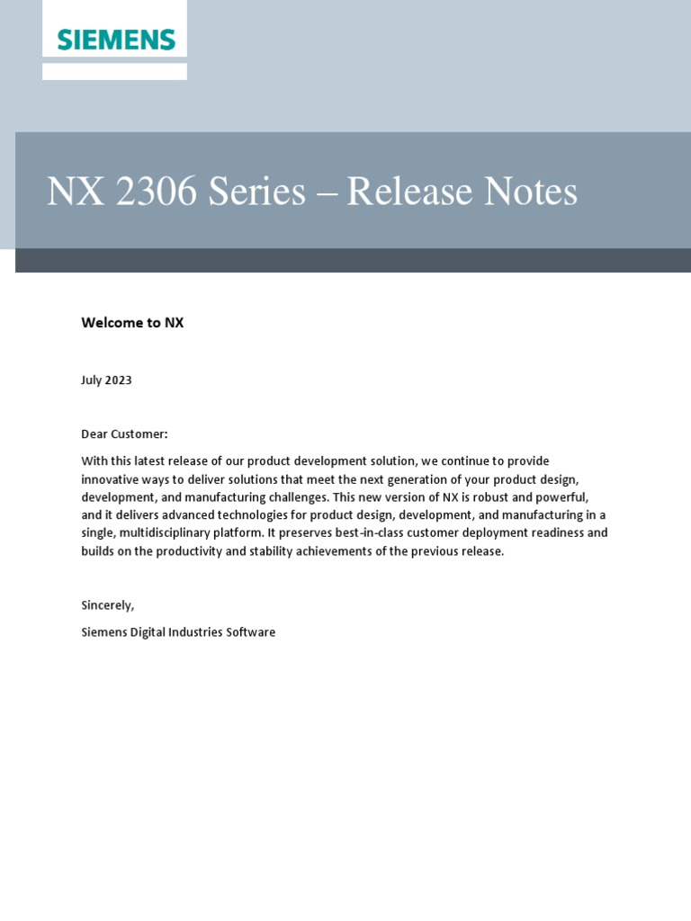 NX 2306 Series Release Notes 2306.3000 | PDF | Product Lifecycle ...