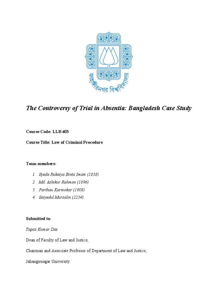 Trial in Absentia: Bangladesh Analysis | PDF | Law