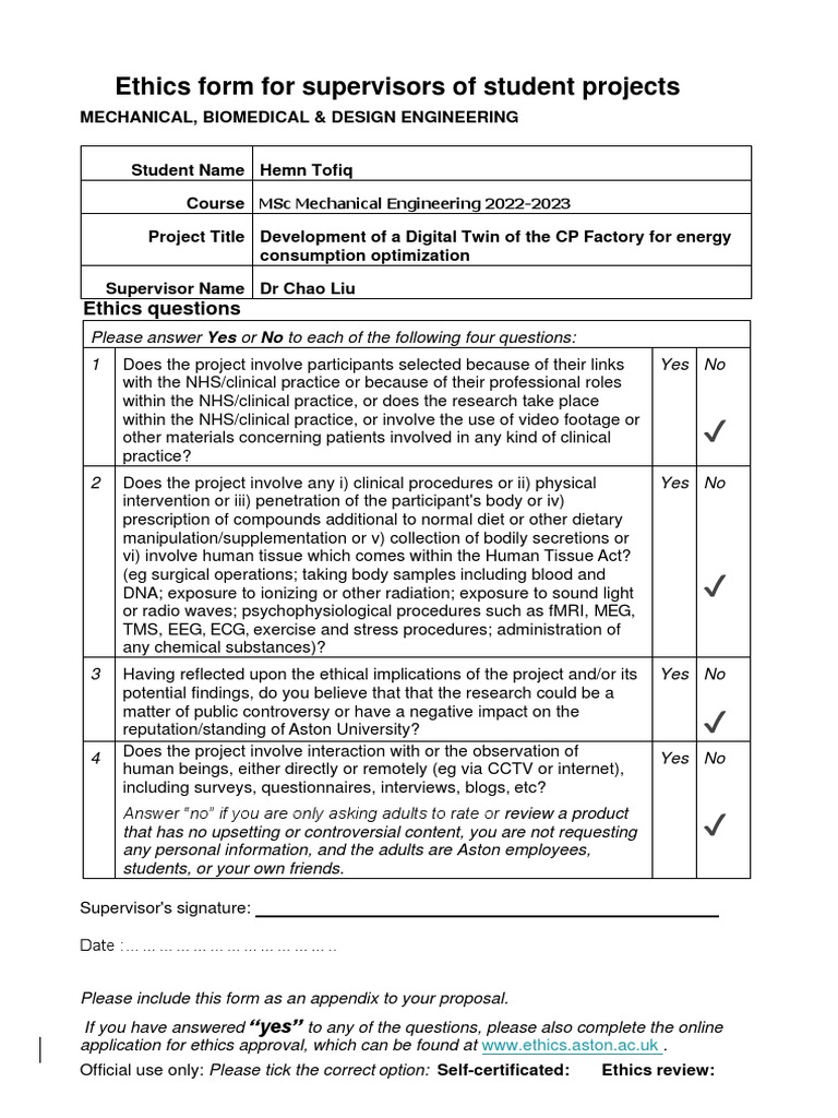 Ethics Form 2022 | PDF | Clinical Medicine