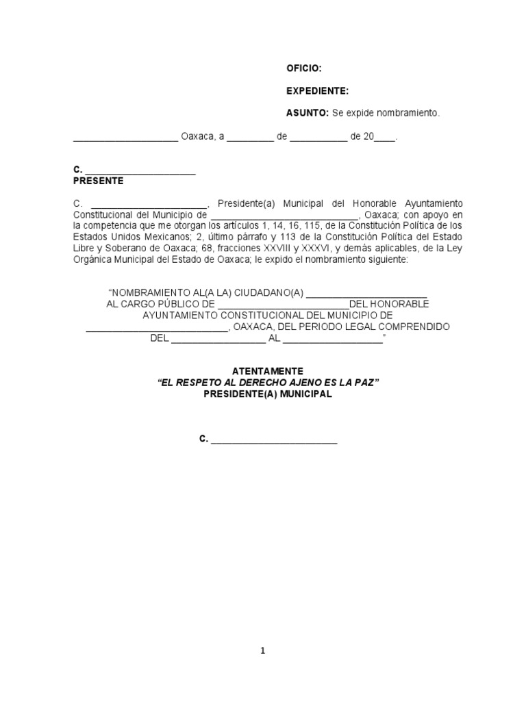 Formato de Nombramiento | PDF