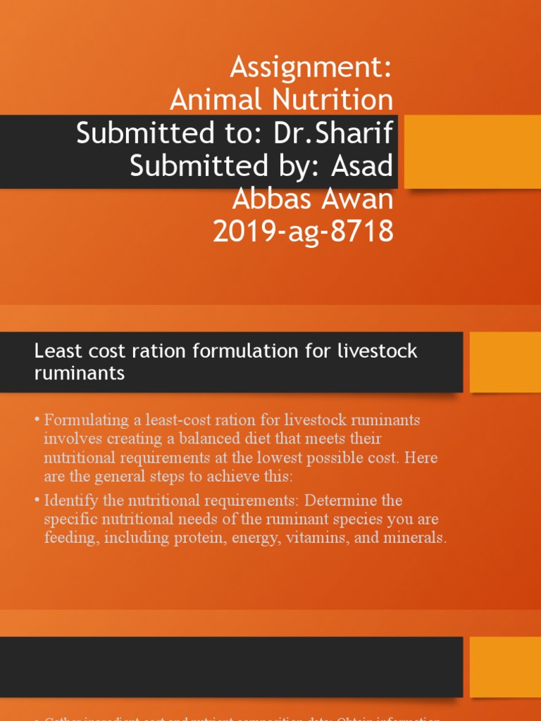 Asad Abbass 2019-Ag-8718-Least Cost Ration Formulation For Livestock Ruminants | PDF | Business ...