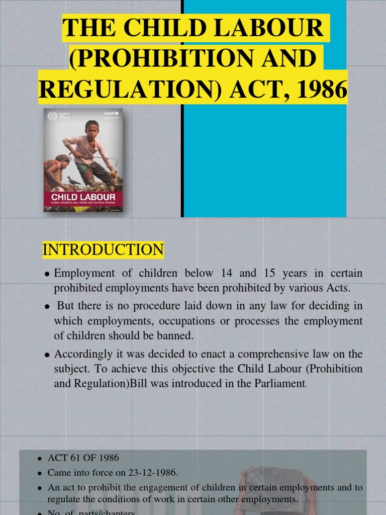 Child Labour Prohibition Act 1986 Overview | PDF | Employment | Child ...