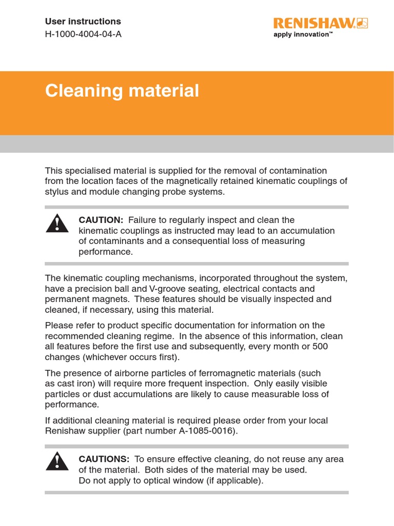 H 1000 4004 04 A - Cleaning - Instructions | PDF
