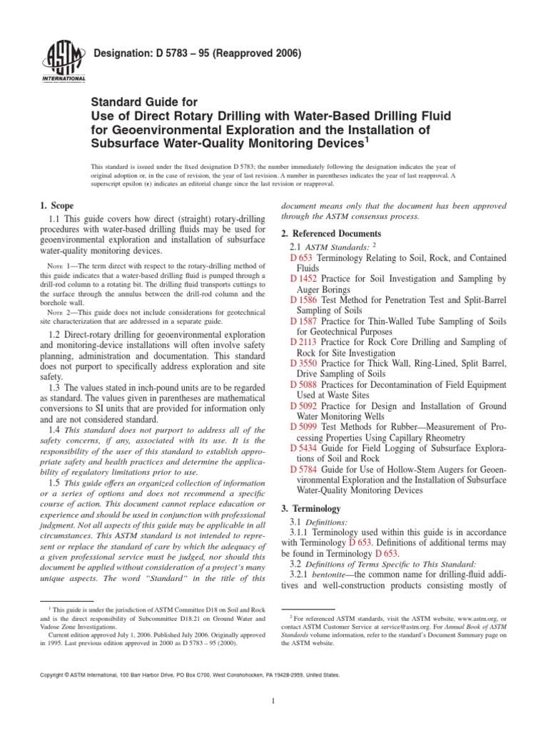 Astm D 5783 | PDF | Casing (Borehole) | Drilling