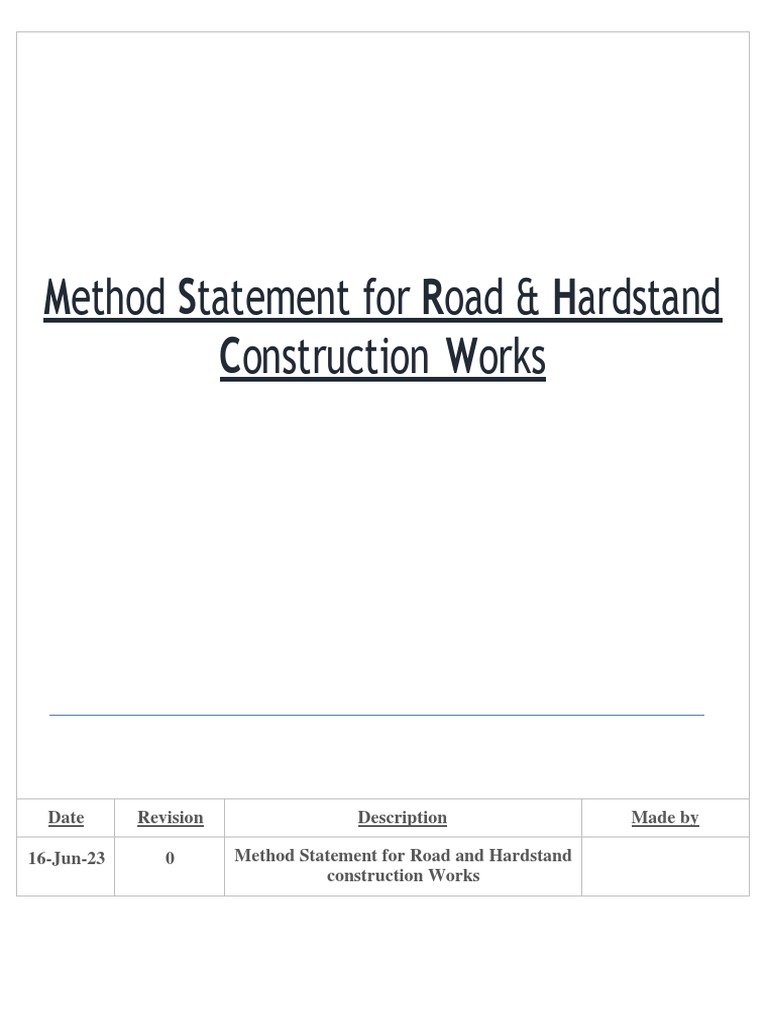 Method Statement For Road and Hardstand Construction Works | PDF