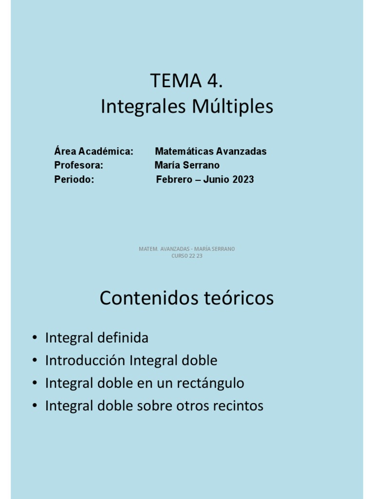 Tema 4. Integrales Múltiples | PDF