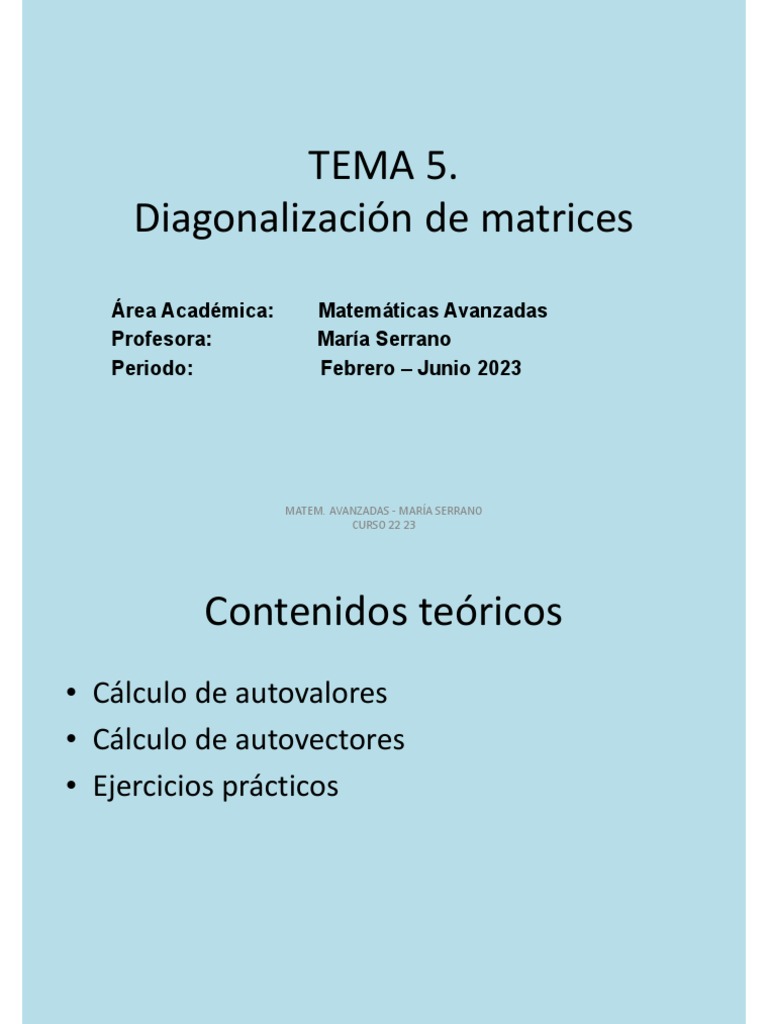 Tema 5. Diagonalización de Matrices | PDF