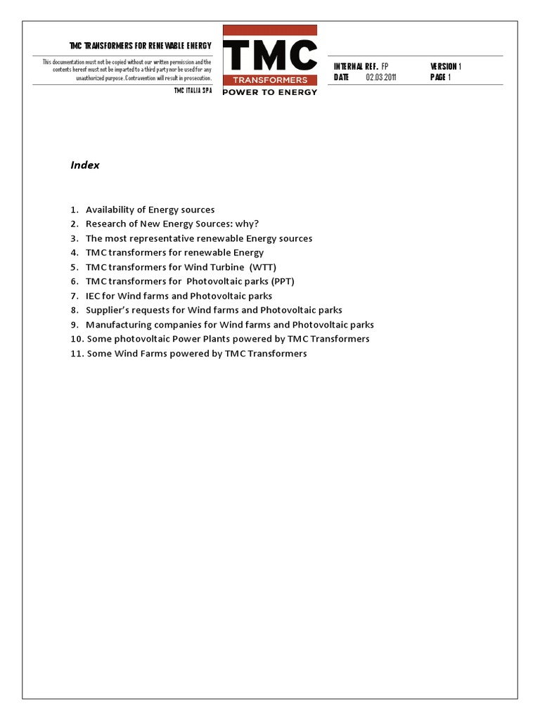 Transformers For Renewable Energy 2 TMC | PDF