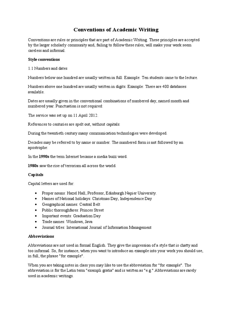 Conventions of Academic Writing | PDF
