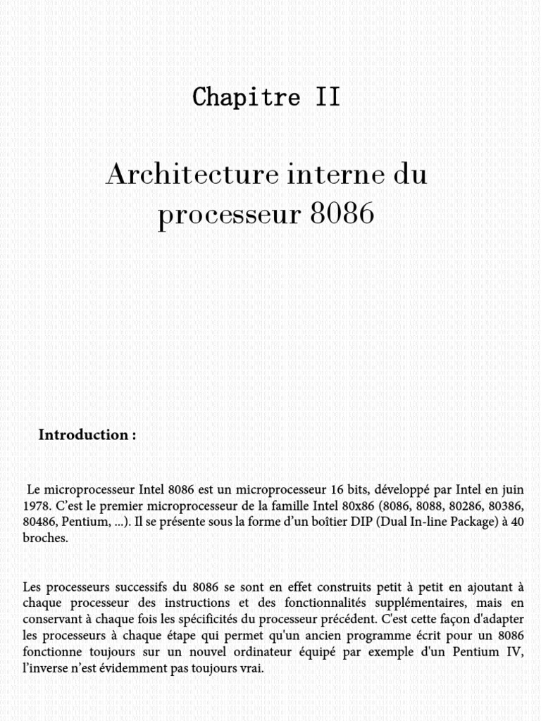 Cour Microprocesseur Chapitre II | PDF