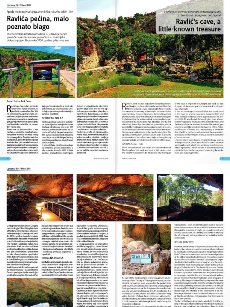 Visit B&H 74 - Avgust 2023, Ravlića Pećina, Malo Poznato Blago | PDF