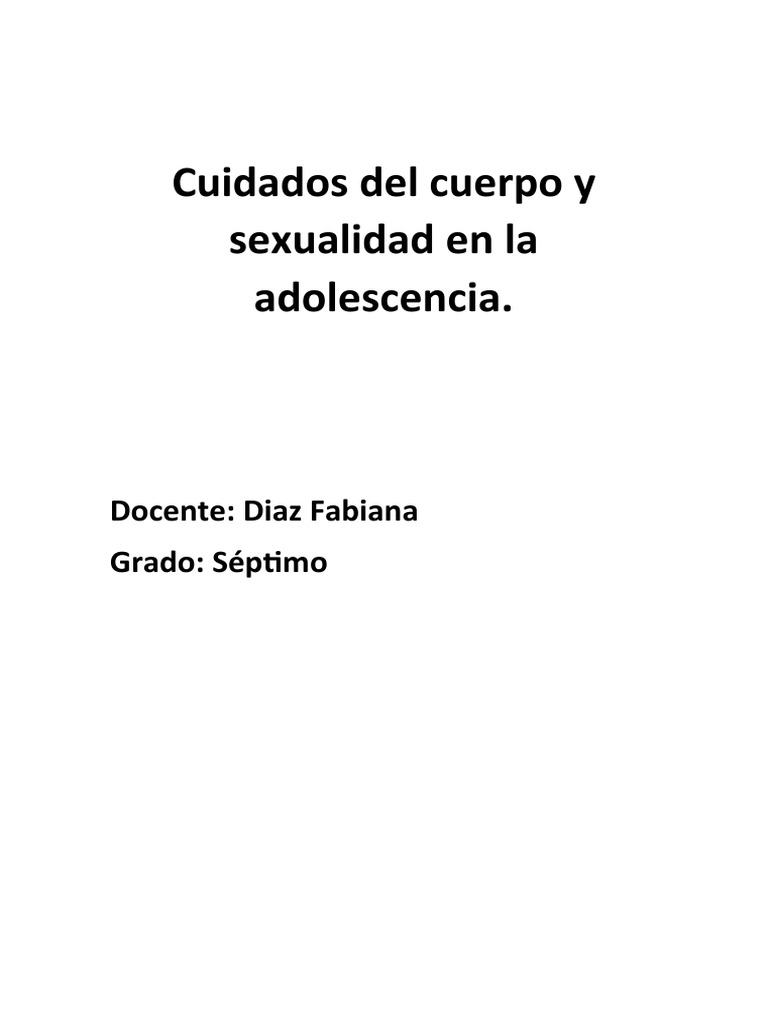 Cuidados Del Cuerpo y Sexualidad en La Adolescencia | PDF | Salud y bienestar | Estilo de vida