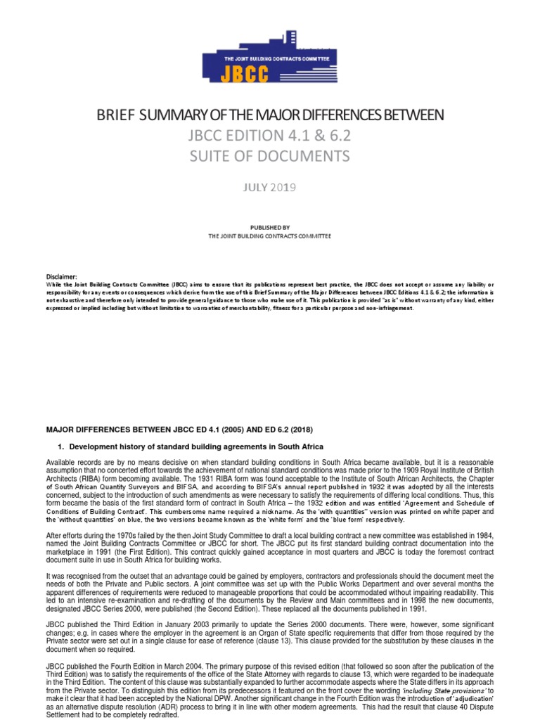 JBCC - Differences Between Editions 4.1 and 6.2 | PDF | Adjudication | Employment