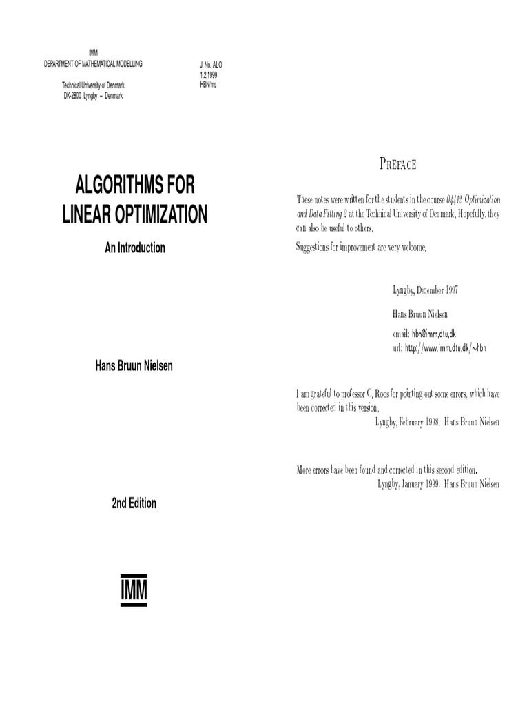 Algorithms For Linear Optimization | PDF