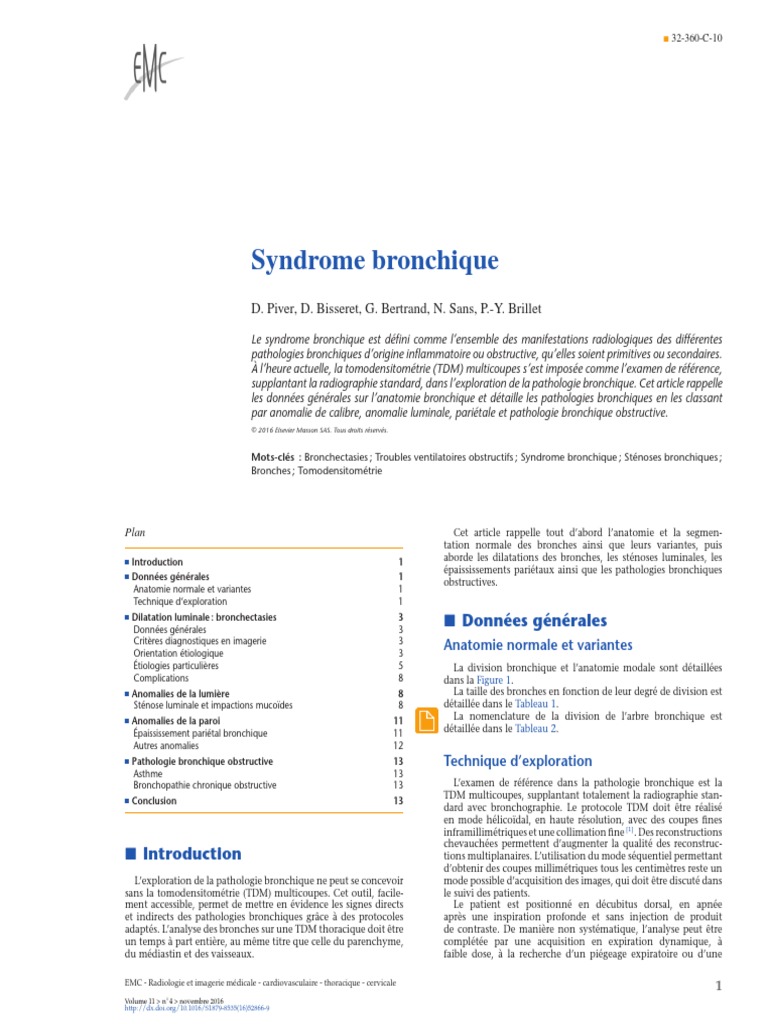 Syndrome Bronchique: Données Générales | PDF