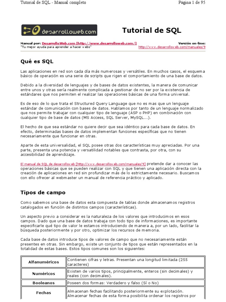Manual Completo SQL | PDF | SQL | Bases de datos