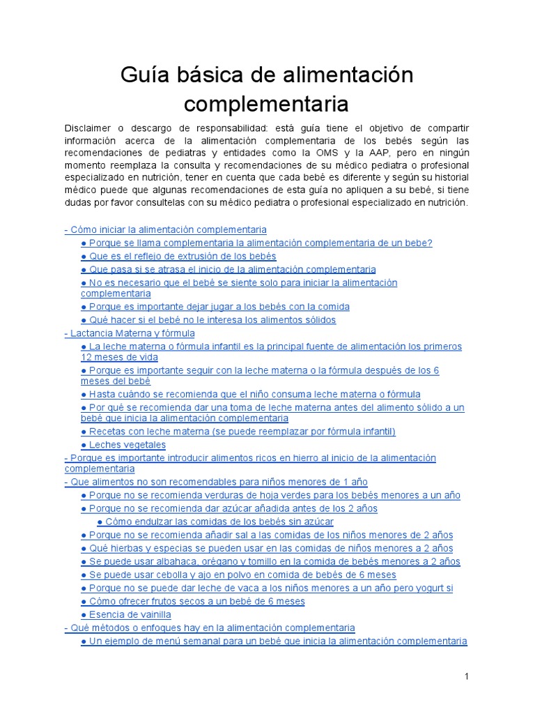 Alimentación Complementaria | PDF