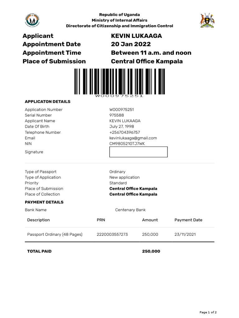 Appointment Passport Form | PDF | Passport | Government And Personhood
