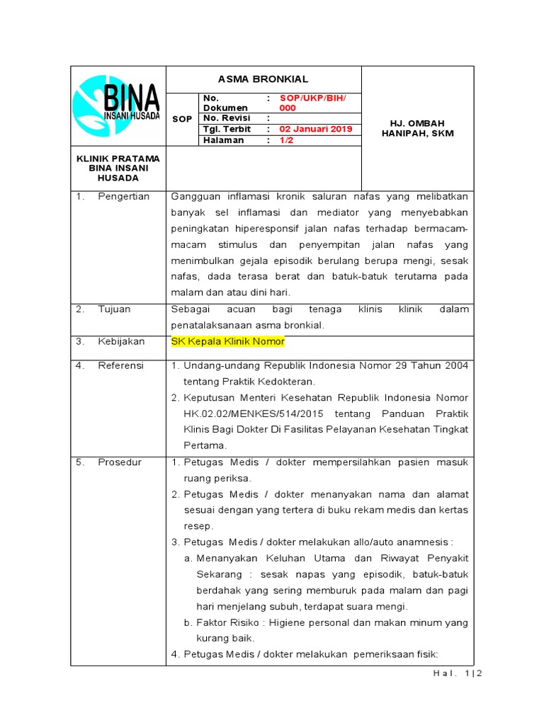 Sop Asma Bronkial | PDF