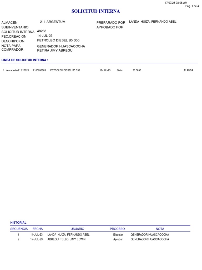 Solicitud Interna 48268-48270 (Combustible) | PDF