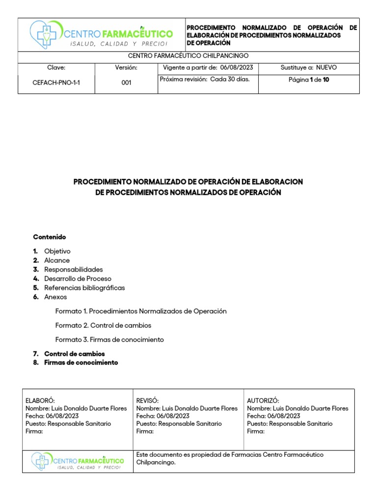 Pno para Elaboracion de Pnos | PDF