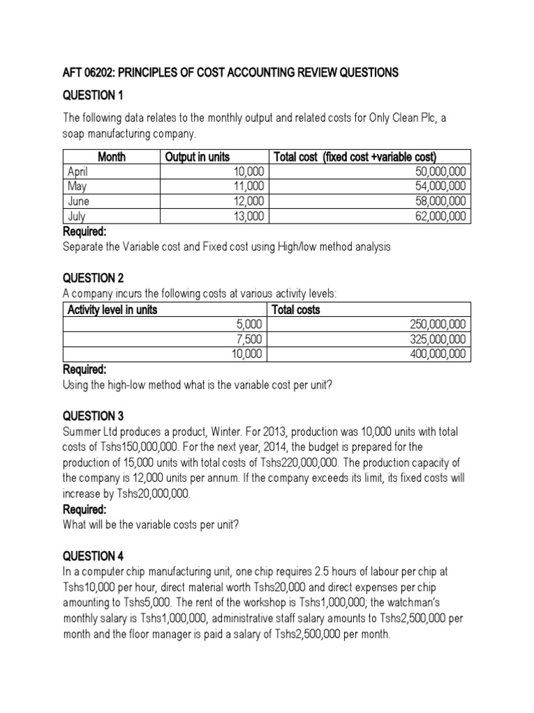 Review Questions Principles of Cost Accounting - 070850 | PDF ...