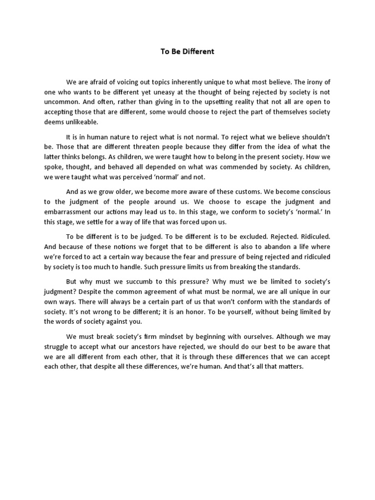 To Be Different | PDF