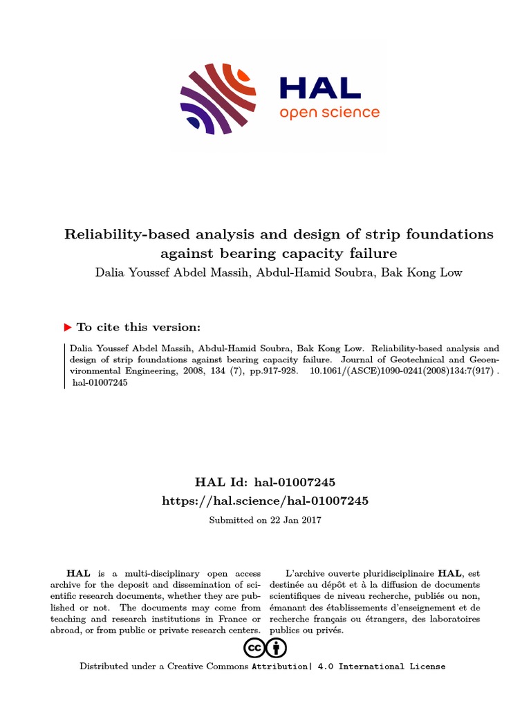 Reliability-Based Analysis and Design of Strip Foundations Against ...