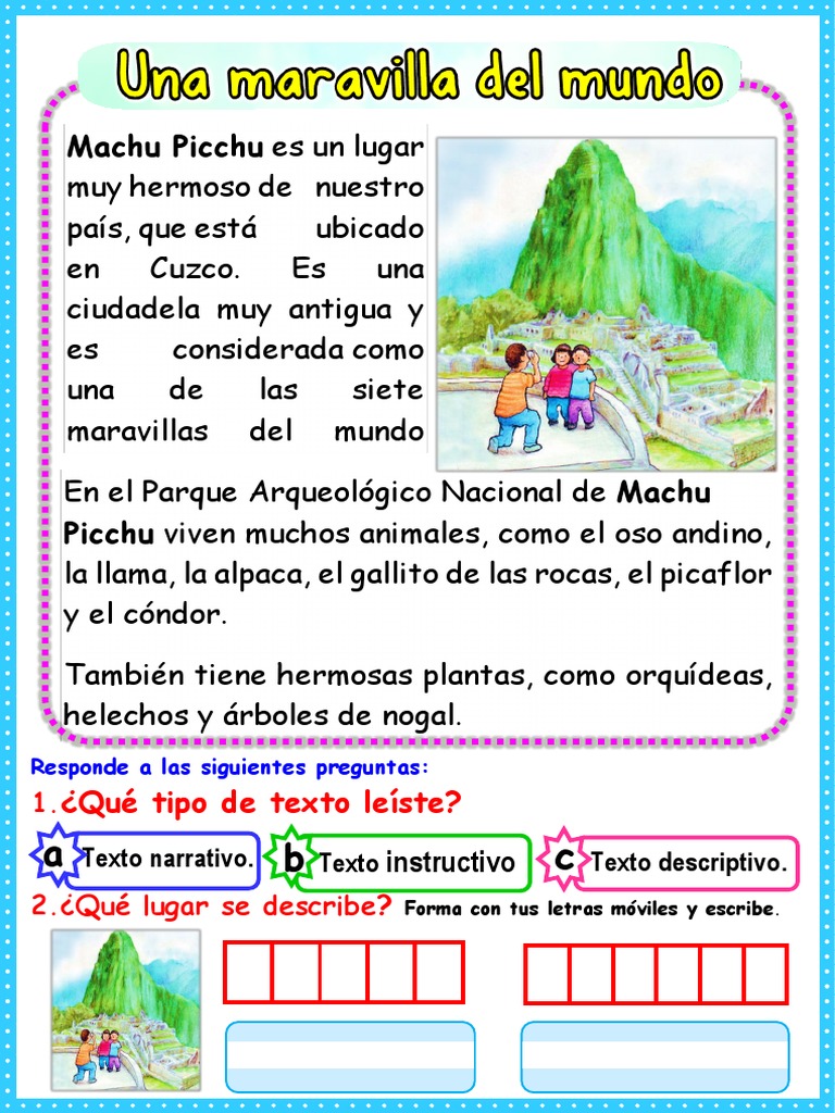 F. Leemos Una Maravilla Del Mundo - Comprension Lectora | PDF