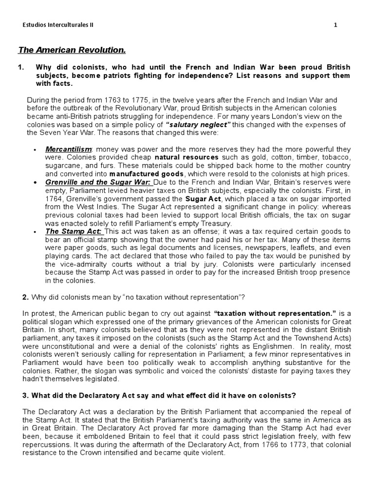 The American Revolution | PDF | Kingdom Of Great Britain | British ...