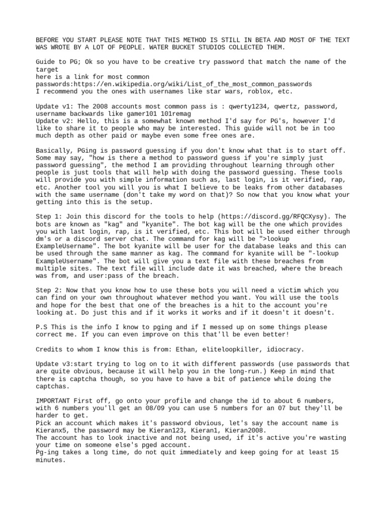 ROBLOX - PGupdate v5 | PDF | Password | Computing